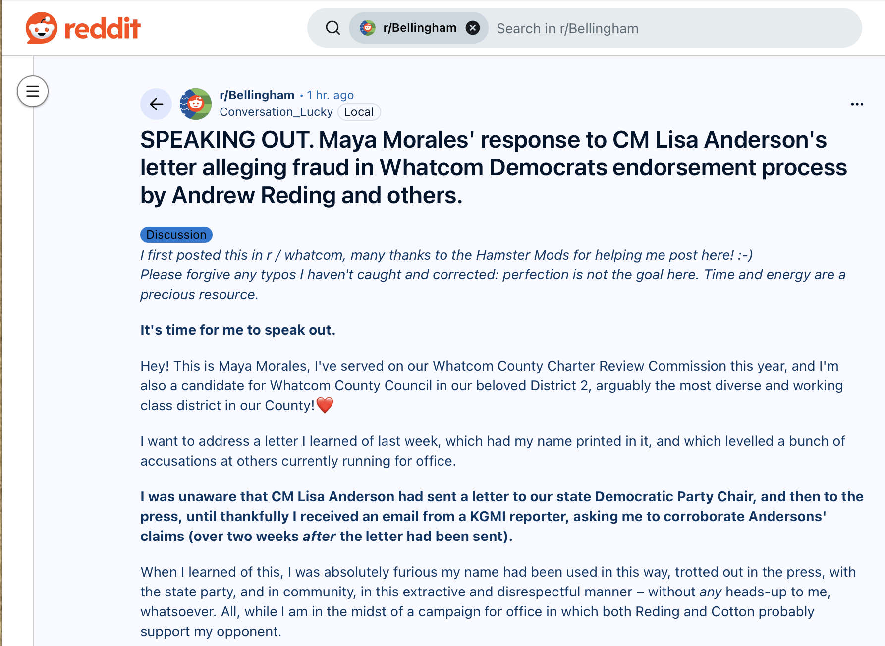 SPEAKING OUT. Maya Morales’ response to CM Lisa Anderson’s letter ...